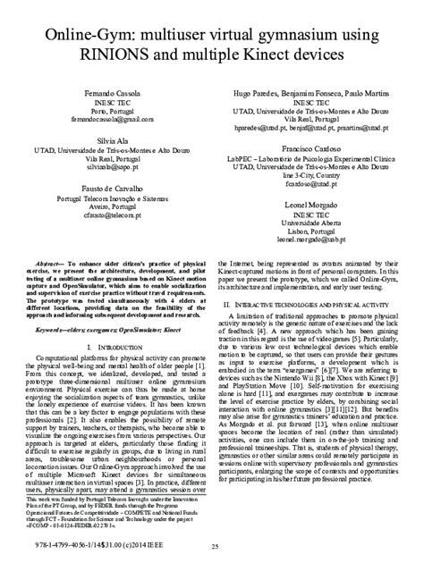 Pdf Online Gym Multiuser Virtual Gymnasium Using Rinions And Multiple Kinect Devices