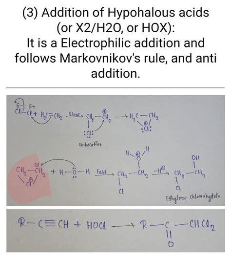 3 Addition Of Hypohalous Acids Or X2h2o Or Hox It Is A Electrophil