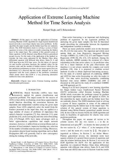 pdf application of extreme learning machine method for time series