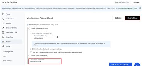 Woocommerce Password Reset Otp Verification Wordpress Sms