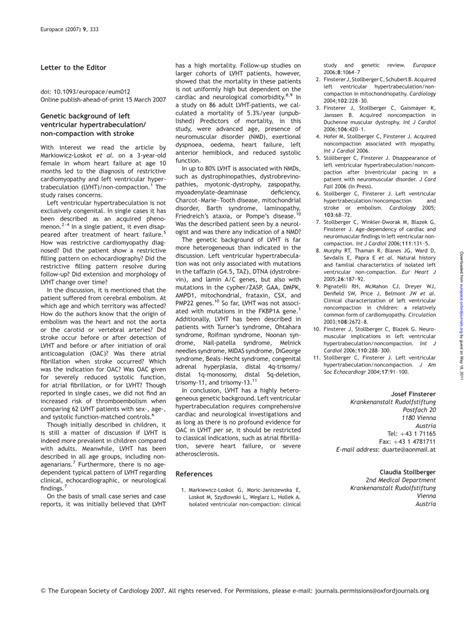 Pdf Genetic Background Of Left Ventricular Hypertrabeculationnon