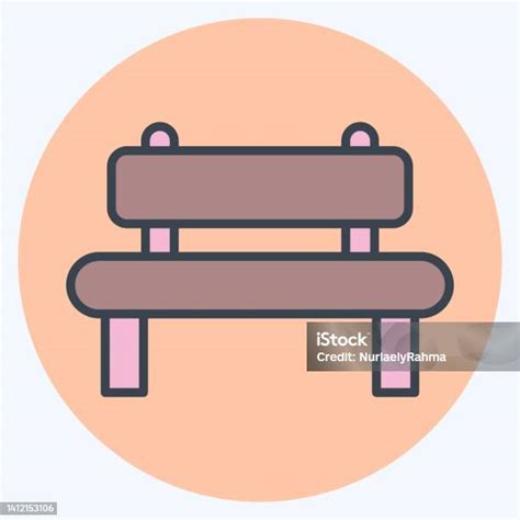 아이콘 벤치 시티 파크 기호에 적합합니다 컬러 메이트 스타일 편집 가능한 간단한 디자인 디자인 템플릿 벡터 간단한 그림 그네에