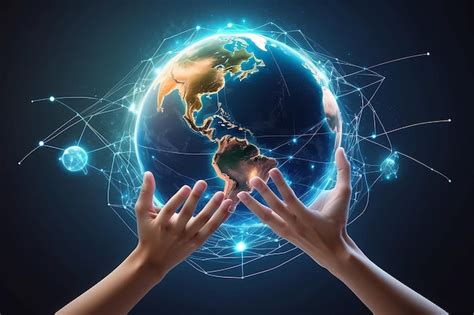 Premium Photo Abstract Palm Hands Holding Global Network Connections Innovative Technology In