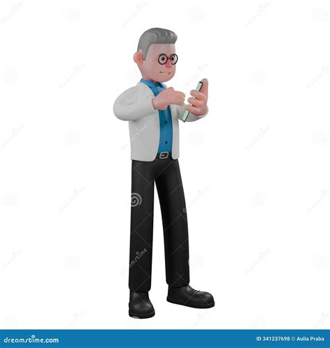 A Male Physicist Stands With Both Hands Holding A Blue Book Royalty