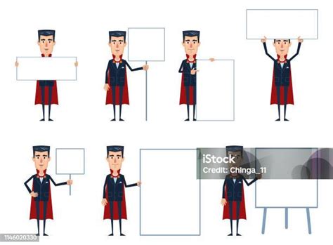 다른 빈 배너 포즈 뱀파이어 캐릭터의 집합입니다 포스터 종이 플 래 카드 화이트 보드를 가리키는 쾌활 한 뱀파이어 가 르 친다