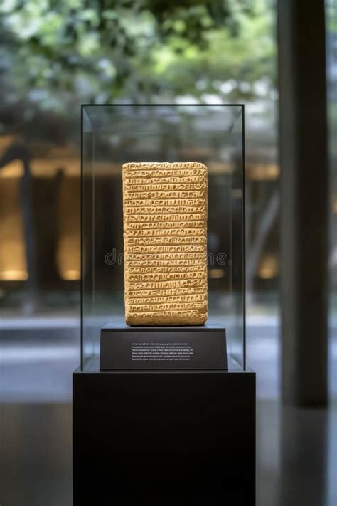 Museum Advocacy Days Ancient Mesopotamian Clay Tablet With Cuneiform Script In Museum Display