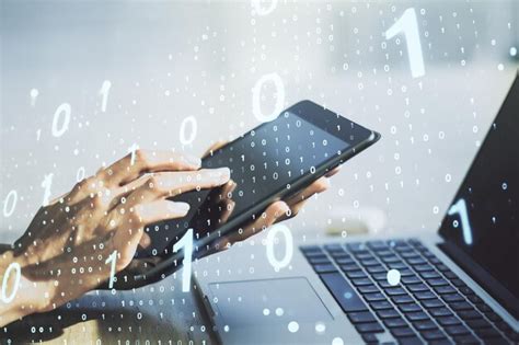 Premium Photo Creative Abstract Binary Code Sketch And Hand Working