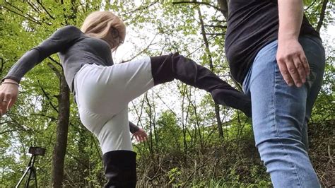Maso Slave Treated Hard By Tranny Dom Outdoor Cbt Ballbusting And