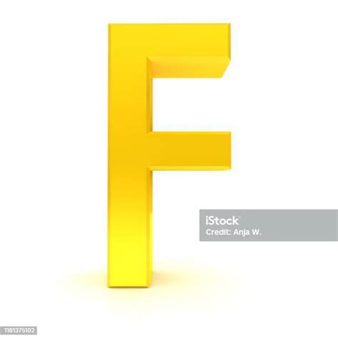 문자 F 대문자 골드 노란색 글꼴 3d 렌더링 기호 기호 문자 텍스트 그래픽 흰색 배경에 잘라 3차원 형태에 대한 스톡 사진 및 기타 이미지 Istock