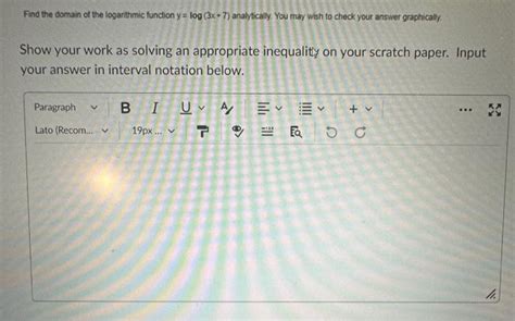 solved find the domain of the logarithmic function