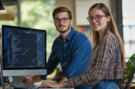 Professional Young Programmer Focused On Writing Code On Laptop In A Modern Office Environment