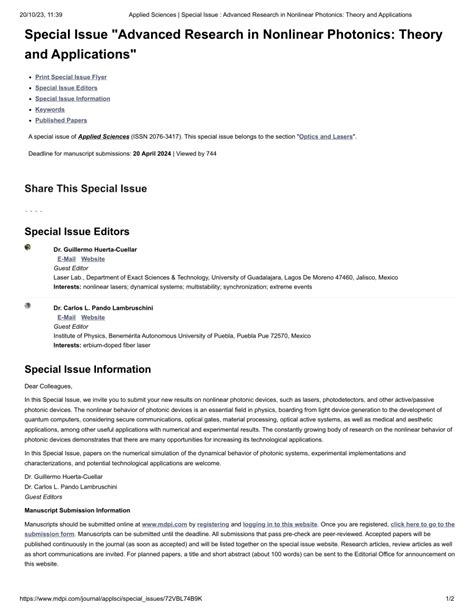 Pdf Special Issue Advanced Research In Nonlinear Photonics Theory And Applications