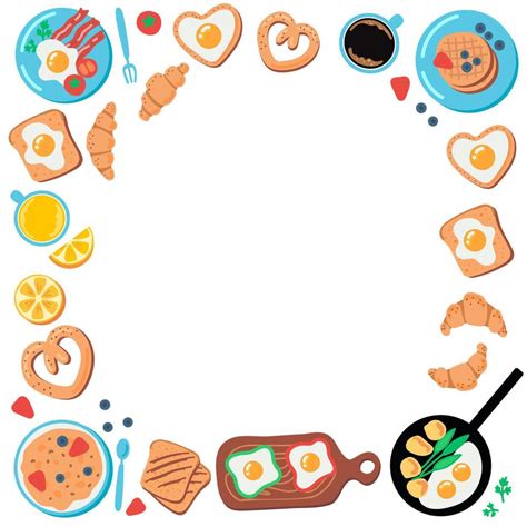 Square Banner Template With Breakfast Food Frame With Coffee Toast