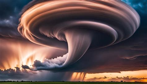 The Surreal Beauty Of A Tornados Swirling Clouds Captured At Twilight Premium Ai Generated Image