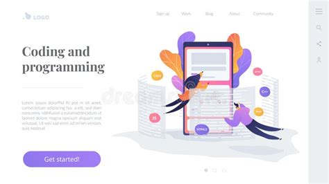 Front End Development It Landing Page Template Stock Vector