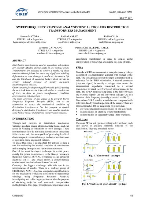 Pdf Sweep Frequency Response Analysis Test As Tool For Distribution Transformers Management