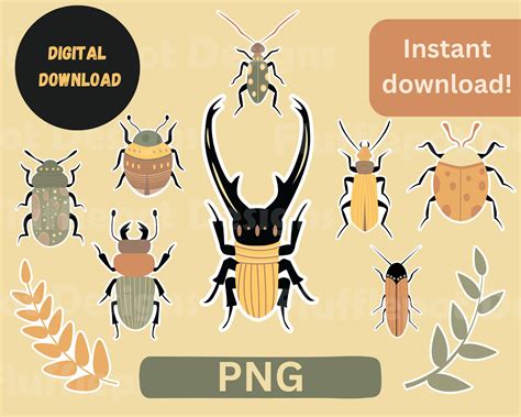 Retro Bug Stickers Vintage Beetle Stickers Insects Clipart Cute