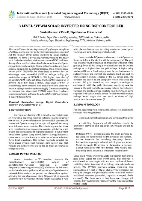 pdf 3 level svpwm solar inverter using dsp controller