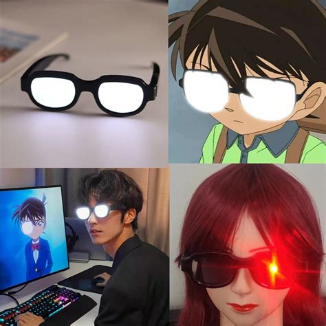 Japanese Anime Conan Same Led Luminous Usb Charging Cosplay Glasses