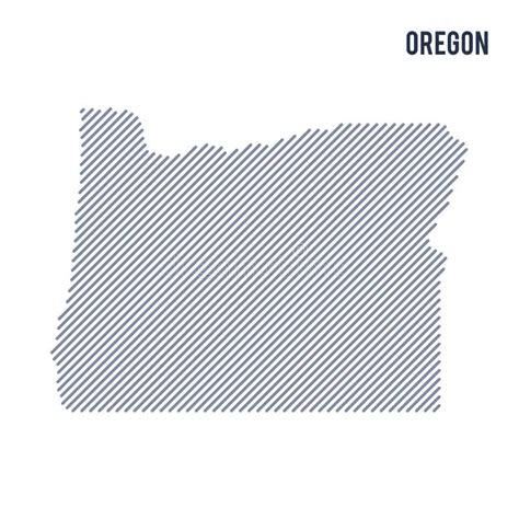 Vector Abstract Hatched Map Of State Of Oregon With Oblique Lines Isolated On A White Background
