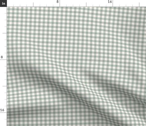 Gingham Checks Plaid Light Sage Green Fabric Spoonflower
