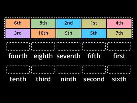 ORDINAL NUMBERS Match Up