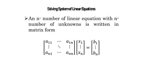 Computational Method For Engineers Solving A System Of Linear Equations Ppt