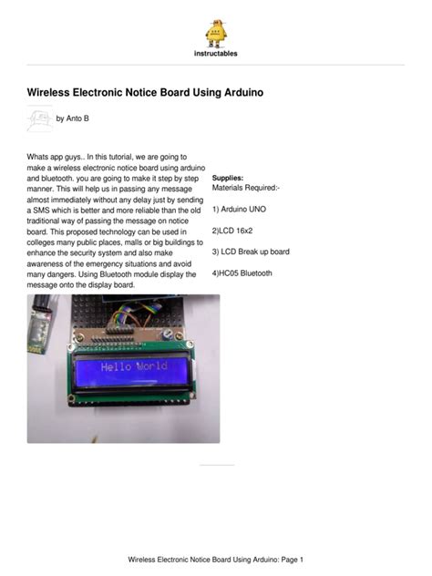 Wireless Electronic Notice Board Using Arduino Pdf Pdf Arduino