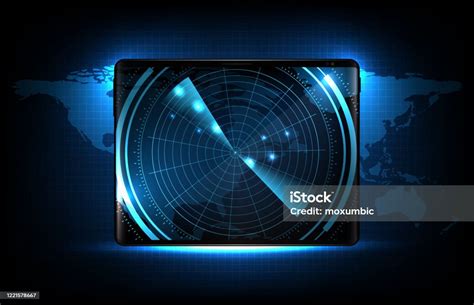 미국 지도의 연합 상태와 스마트 태블릿에 파란색 미래 기술 스캔 인터페이스 Hud의 추상적 인 배경 0명에 대한 스톡 벡터 아트 및 기타 이미지 Istock