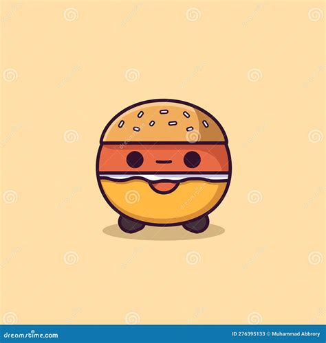 Cute Kawaii Burger Chibi Mascot Cartoon Style Stock Illustration