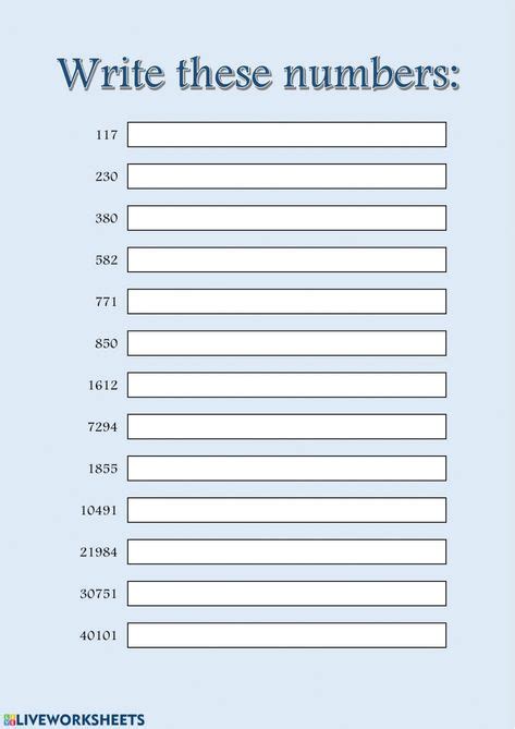 Big Numbers Activity For Primary And High School