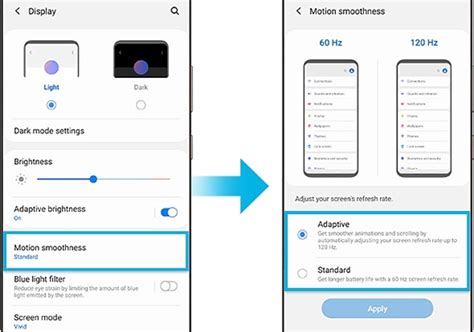 refresh rate options on your galaxy phone