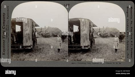 Threshing Oats General View Illinois Threshing Agricultural