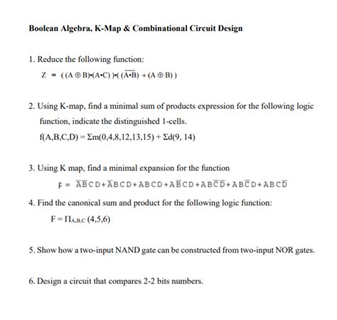 Solved Boolean Algebra K Map Combinational Circuit Design Chegg