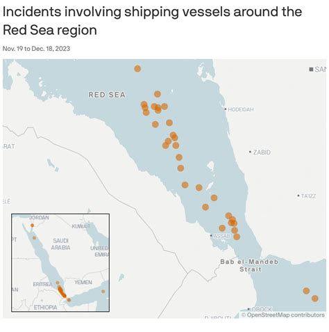 Houthi Shipping Vessel Attacks In Red Sea Mapped