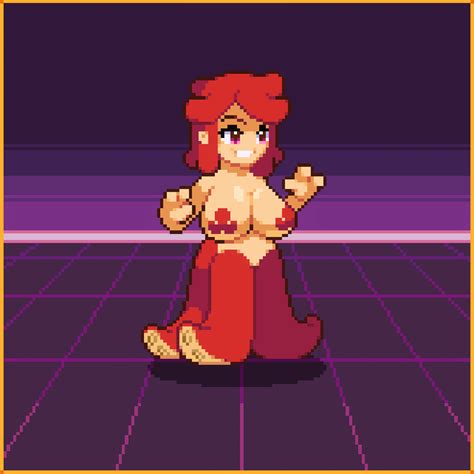 Rule 34 Animated Big Breasts Game Cg Octopus Girl Pasties Pixel Animation Pixel Art Red Hair