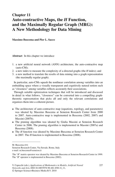 pdf auto contractive maps the h function and the maximally regular graph mrg a new