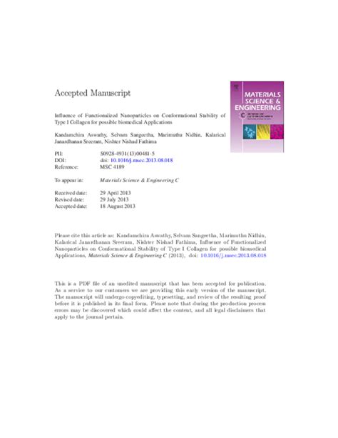 Pdf Influence Of Functionalized Nanoparticles On Conformational