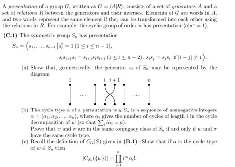 A Presentation Of A Group G Written As G A R Chegg Com