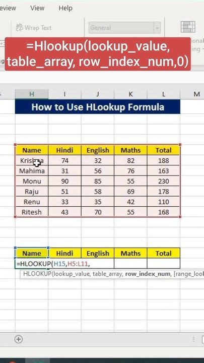 How To Use Hlookup Formula😲 Msexcel Excel Hlookup Shortsvideo Shorts Computer Tricks Eca