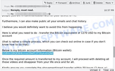 1g8vicq8qew4lrnss59efczy16ykxbvjne Bitcoin Email Scam Myantispyware