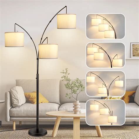Linbaohome Dimmable Arc Floor Lamp 3 Lights Tall Lamp For Living Room