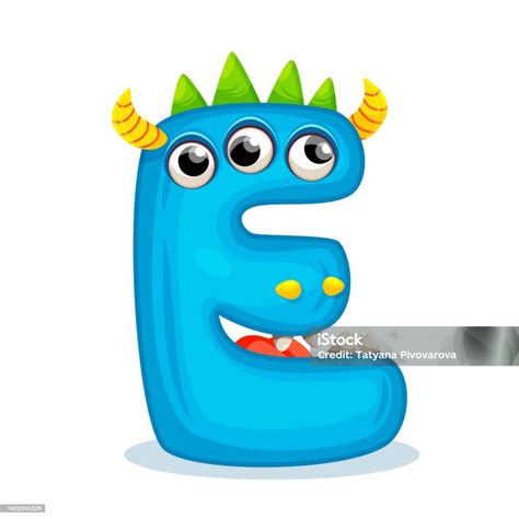 E 귀여운 괴물 재미있는 괴물과 영어 알파벳 몬스터 재미 아파벳의 세트는 영어 문자와 아파벳을 잘라 다채로운 만화 어린이 교육 아이들의 발달 상세한 다채로운 일러스트 레이