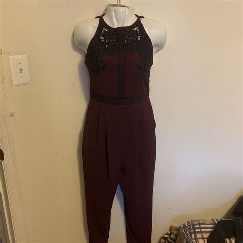 Parker Womens Jumpsuit Burgundy Color With Black Emb Gem