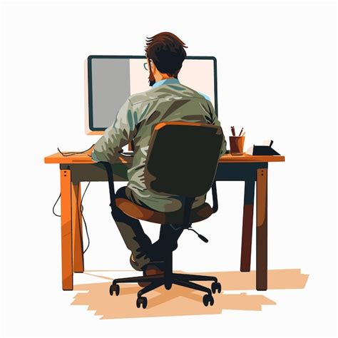 Premium Vector Young Man In Virtual Reality Headset Sitting At The