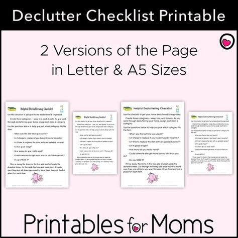 Declutter Checklist Printable Declutter Home Checklist Etsy