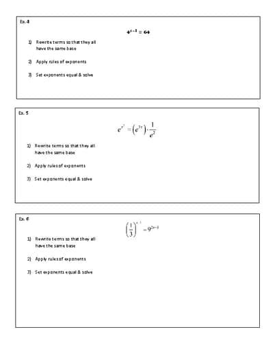 Graphing Exponential Functions And Solving Exponential Equations Notes Graphing Exponential Functions And Solving Exponential Equations Notes