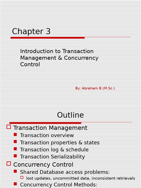 Ch3 Transactions Management And Concurrency Control Pdf Database Transaction Operating