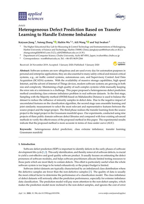 Pdf Heterogeneous Defect Prediction Based On Transfer Learning To