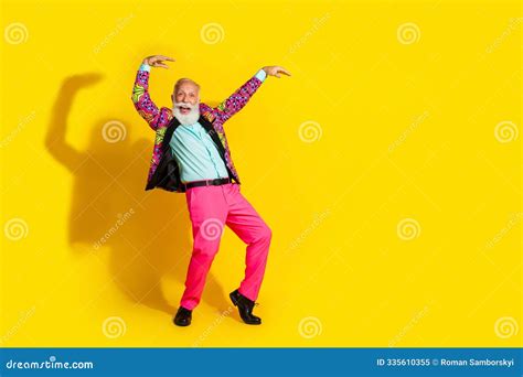 Full Size Photo Of Handsome Pensioner Mister Dancing Have Fun Dressed